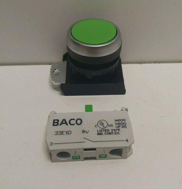 NEW OLD STOCK! BACO 240V GREEN MAINTAINED PUSH BUTTON SWITCH 33E10 | eBay