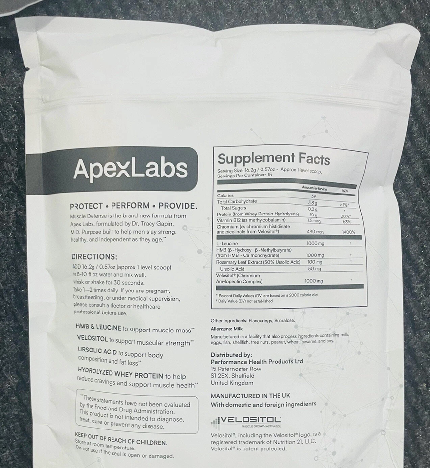 Apex Labs Muscle Defense Protein Powder 15 Servings Vanilla Exp 1/2027 ...