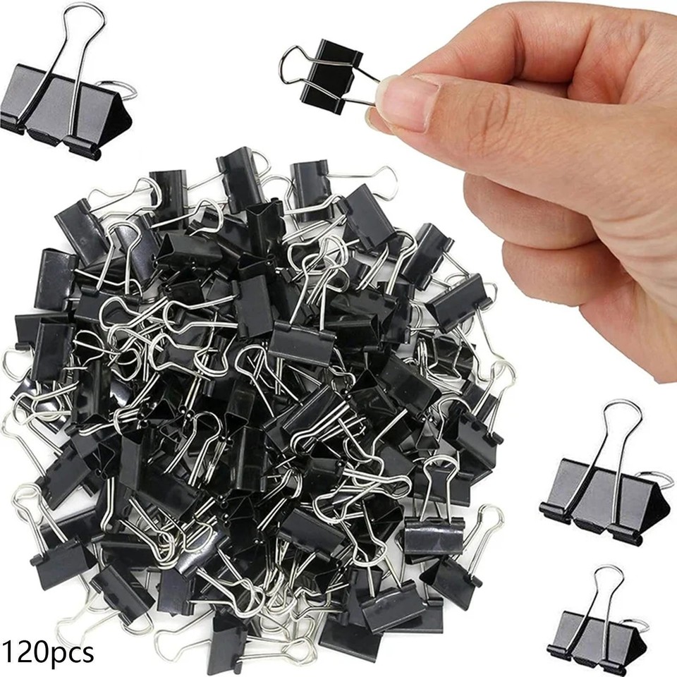 120 Pieces Binder Clips Office Supplies Clips Metal Multifunctional ...