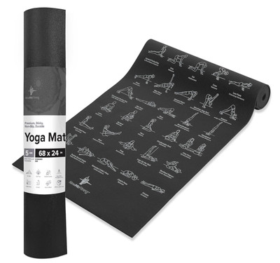 Yoga Mat for Women and Men - Large, 5mm Thick, 68 Inch Long, Non Slip ...