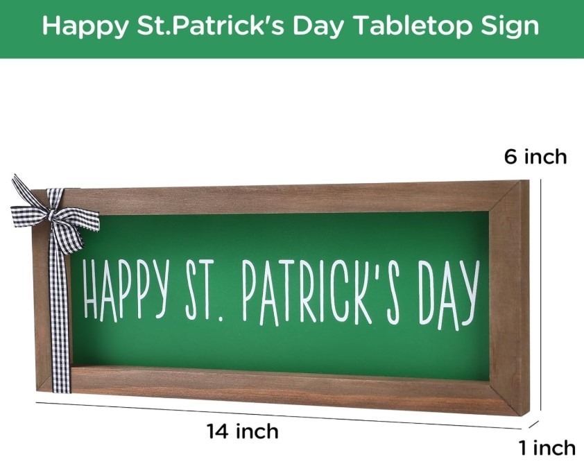 St Patricks Day Decorations-Happy St.Patrick'S Tabletop Sign -Wooden ...