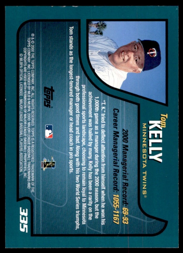 2001 Topps Tom Kelly . Minnesota Twins #335 | eBay