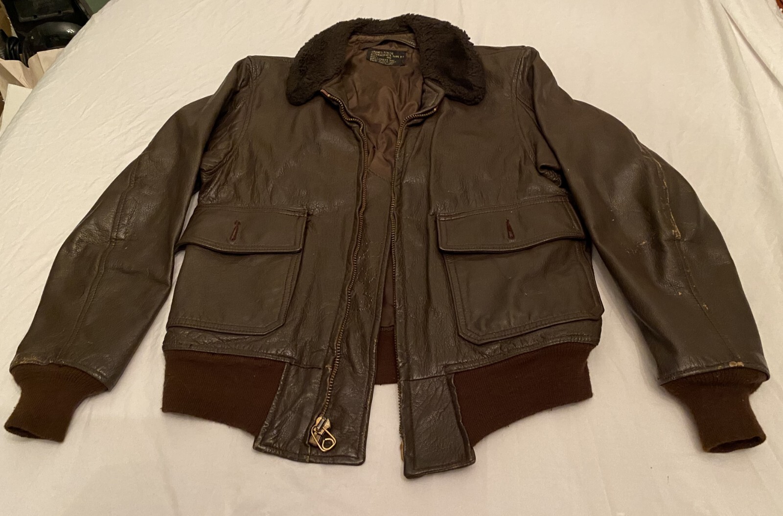 US Navy G-1 Leather Flight Brill Bros Jacket Size 40 - Gem