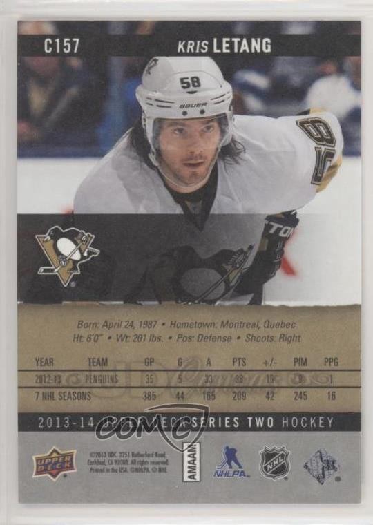 2013-14 Upper Deck UD Canvas Kris Letang #C157 9ci | eBay UK