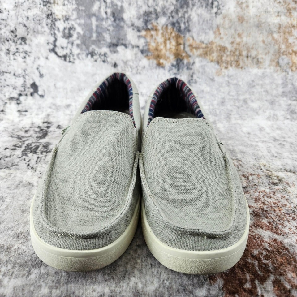 Sanuk Canvas Slip On Shoes Mens 9 Gray Sideline 2 Hemp Loafers Comfort ...