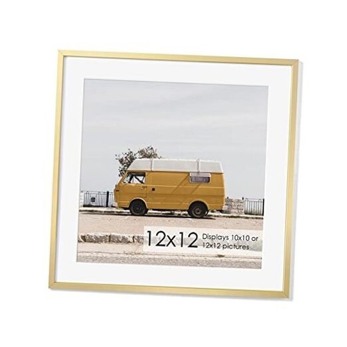 12x12 Metal Picture Frame with 10x10 Mat, Brushed Aluminum 12x12 - 1P ...