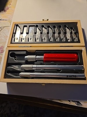 Vintage X-ACTO Cutting Tool Hobby & Utility Knife Set w Spare Blades ...