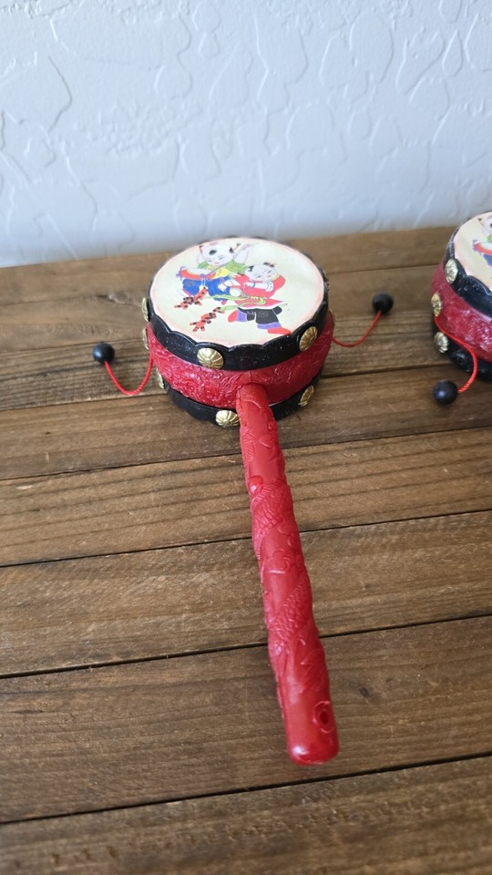 (2) Spindle Asian Two Sided Hand Drums. 7" | eBay