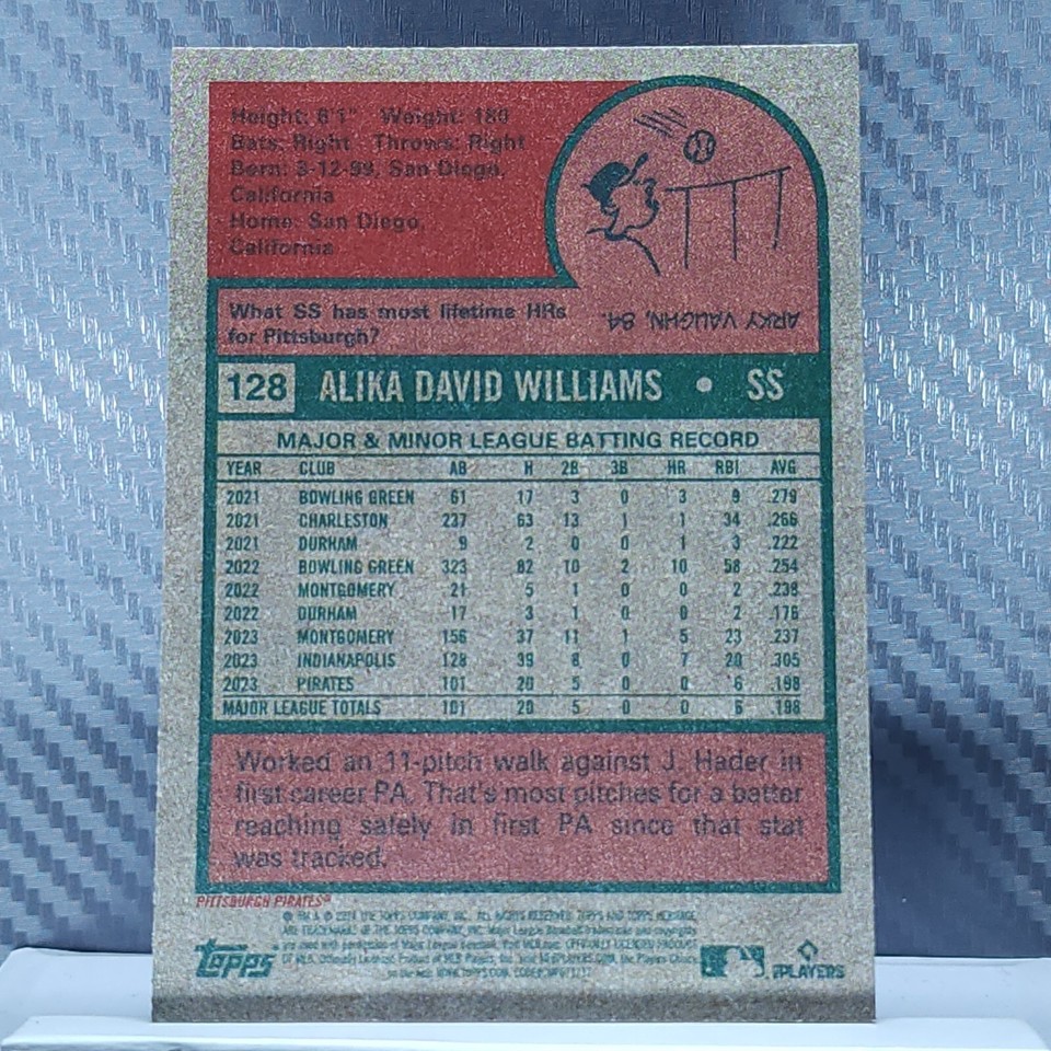 Alika Williams 2024 Topps Heritage ROOKIE #128 - Pirates RC | eBay