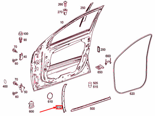 NEW MERCEDES-BENZ R W251 FRONT LEFT DOOR SEALING FRAME A2517200578 OEM ...