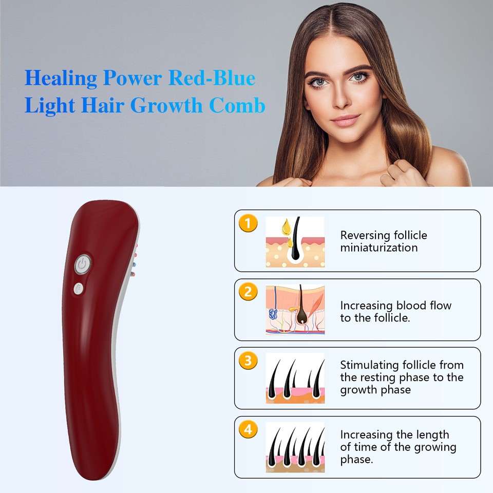 Anti Loss Hair Laser Comb Light Therapy LED Hair Growth Treatment Hair ...