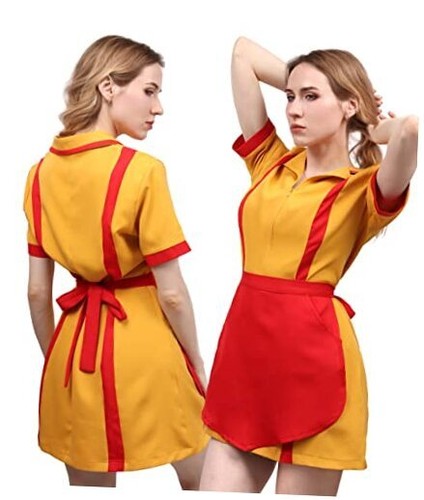 Waitress Costume for Women US Size, Yellow Uniform Party Halloween X ...