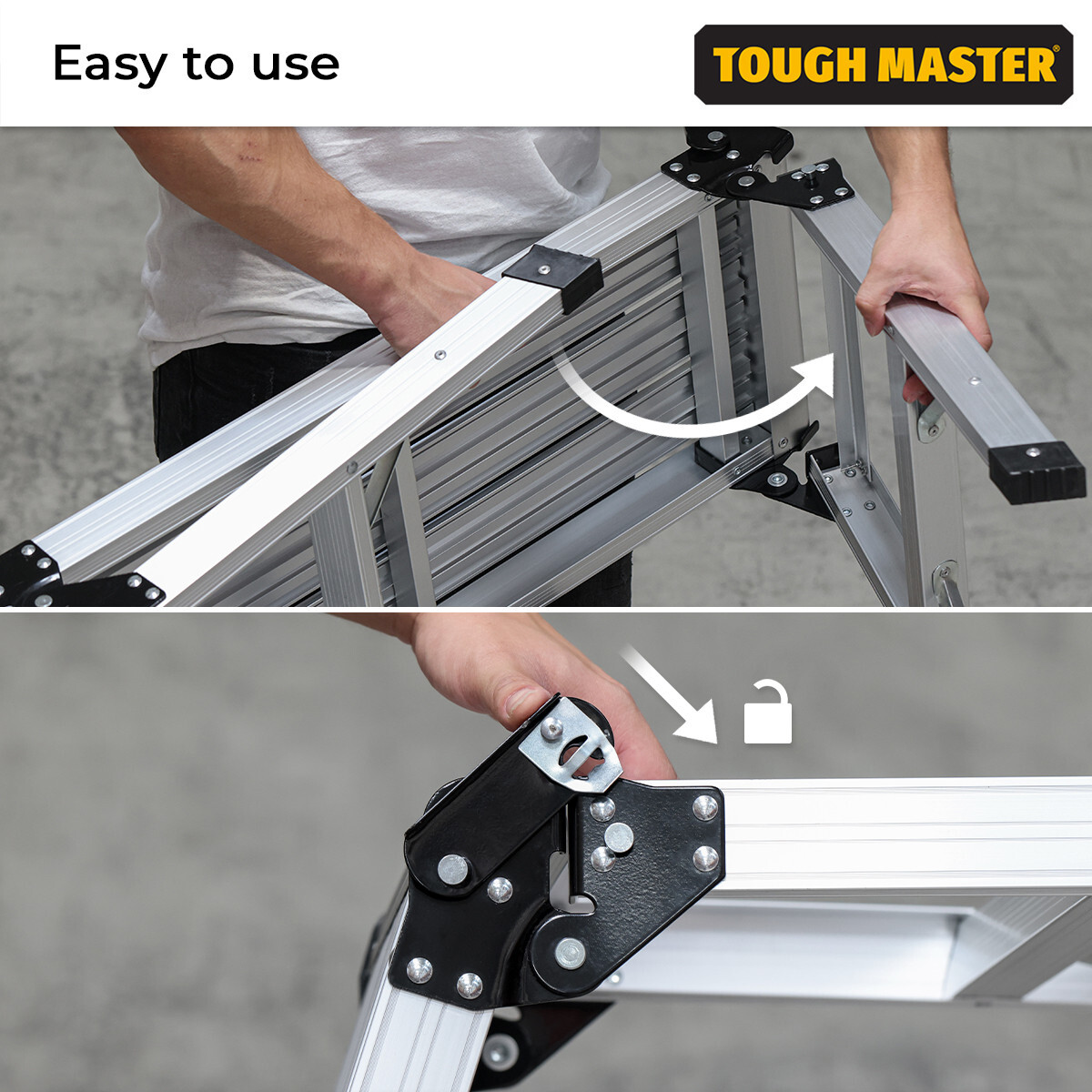 Heavy Duty Aluminium Hop Up Step Ladder Folding Stool Work Bench ...