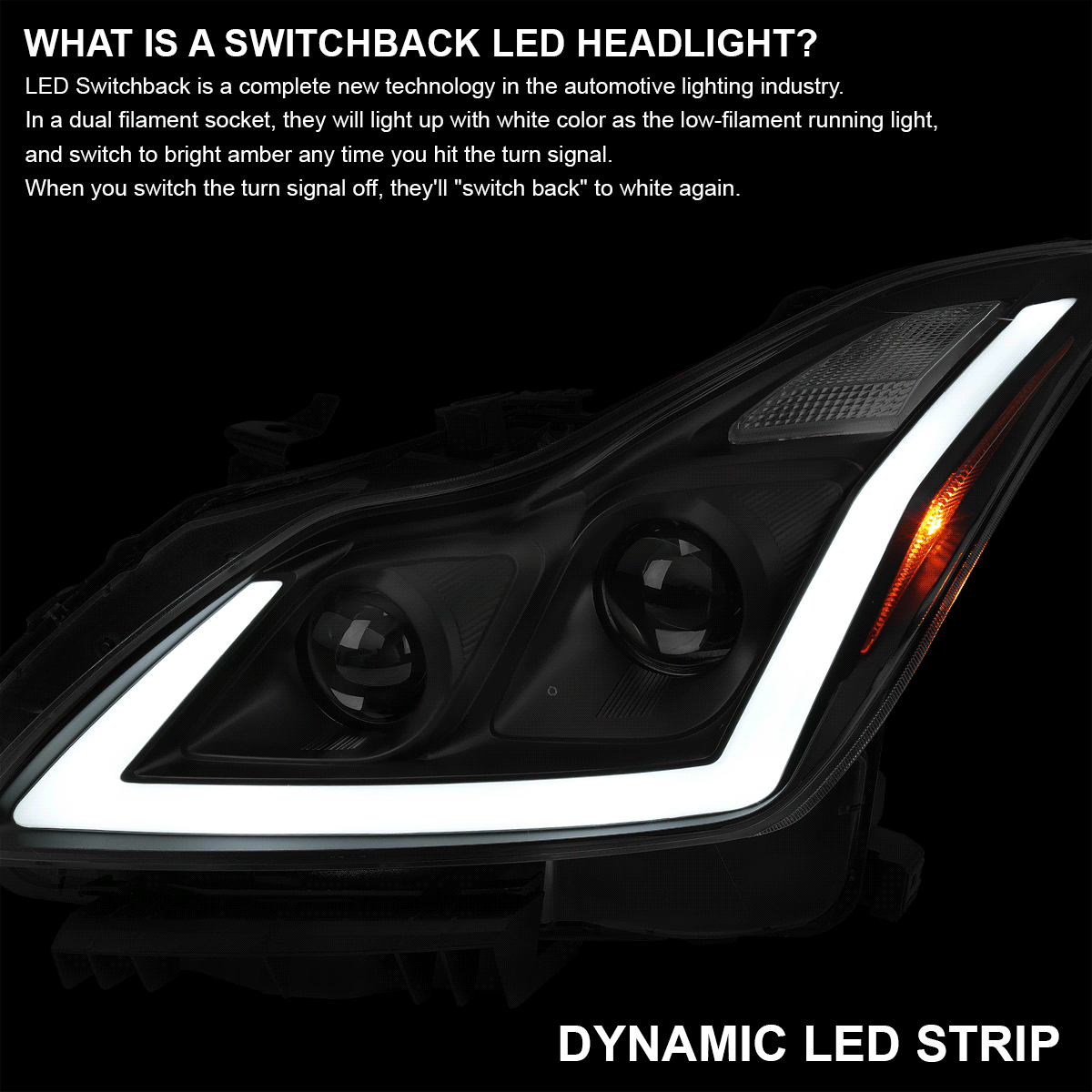 Fits Black 2008-2015 Infiniti G37 Q60 Coupe LED Switchback Projector ...