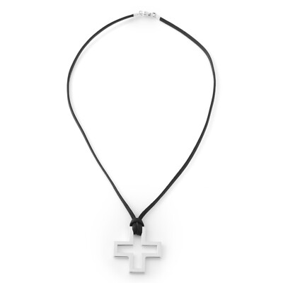 Gucci Cross 18K White Gold Leather Cord | eBay