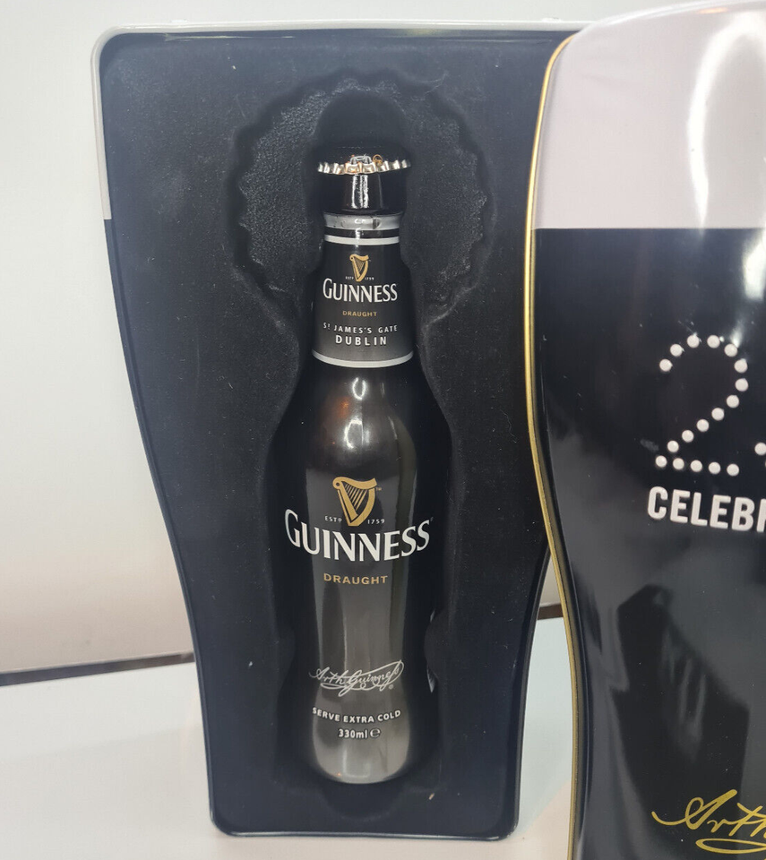 Guinness 250 Years Tin With Empty Bottle Magnet Opener Keyring & Poster ...