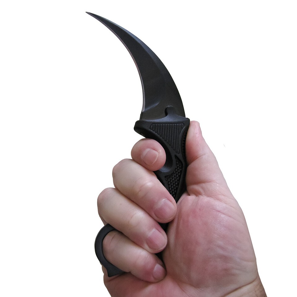 ElitEdge Tactical Combat KARAMBIT Neck Knife w/ Sheath & Cord Black ...