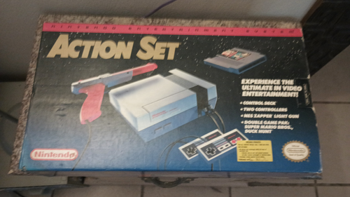 Original Nintendo NES Action Set Complete Box CIB System Console w/ 4 ...
