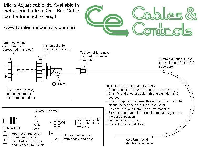 Micro adjust accelerator cable, vernier control, stationary engine ...