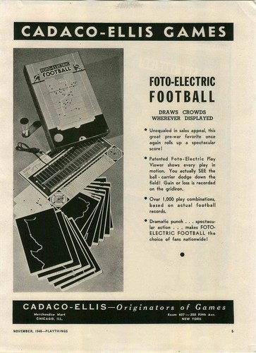 1946 PAPER AD Cadaco Ellis Foto Electric Football Board Game Gund ...