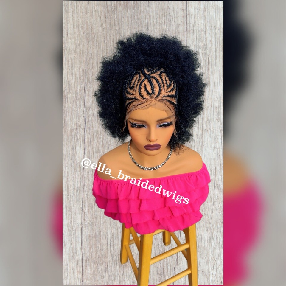 Ready To Ship Afro Kinky Conrow Front Conrow Wig Braided Wigs For Black ...