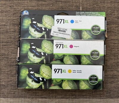 GENUINE 3 PACK HP 971XL CYAN MAGENTA YELLOW Ink OFFICEJET PRO X576 2017 ...
