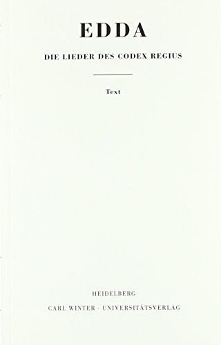 EDDA: DIE LIEDER DES CODEX REGIUS NEBST VERWANDTEN | eBay