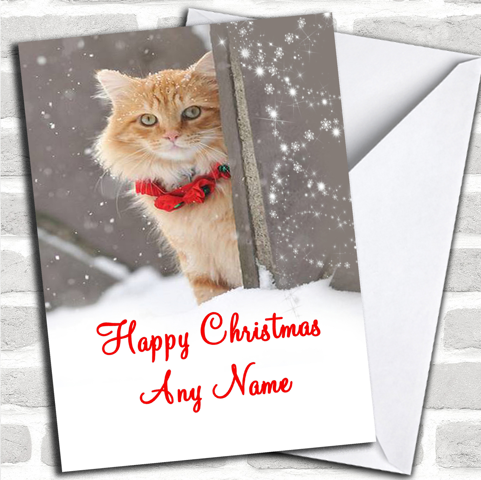 Ginger Cat Christmas Customised Card Personalized | eBay UK