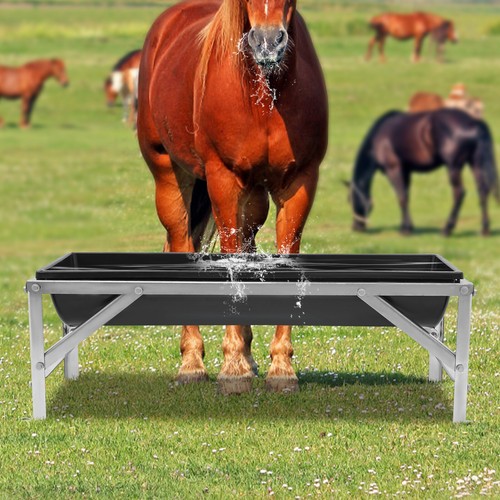 35L Rectangular Livestock Feed Trough Feeder Feed Trough w/Stand Floor ...