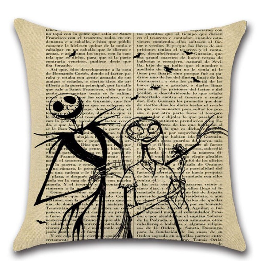 Linen Printed Nightmare Before Christmas Cushion Cover 450x450mm Select ...