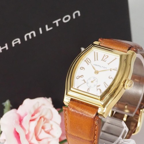Hamilton Small Second Leather Belt Women's Watch Gold Box Hamilton ...