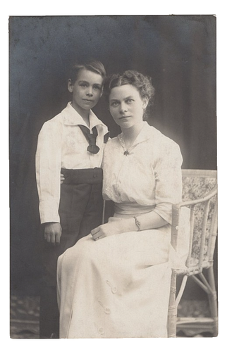 Antique Early 1900s Real Photo Postcard RPPC Mother Son Portrait B128 ...