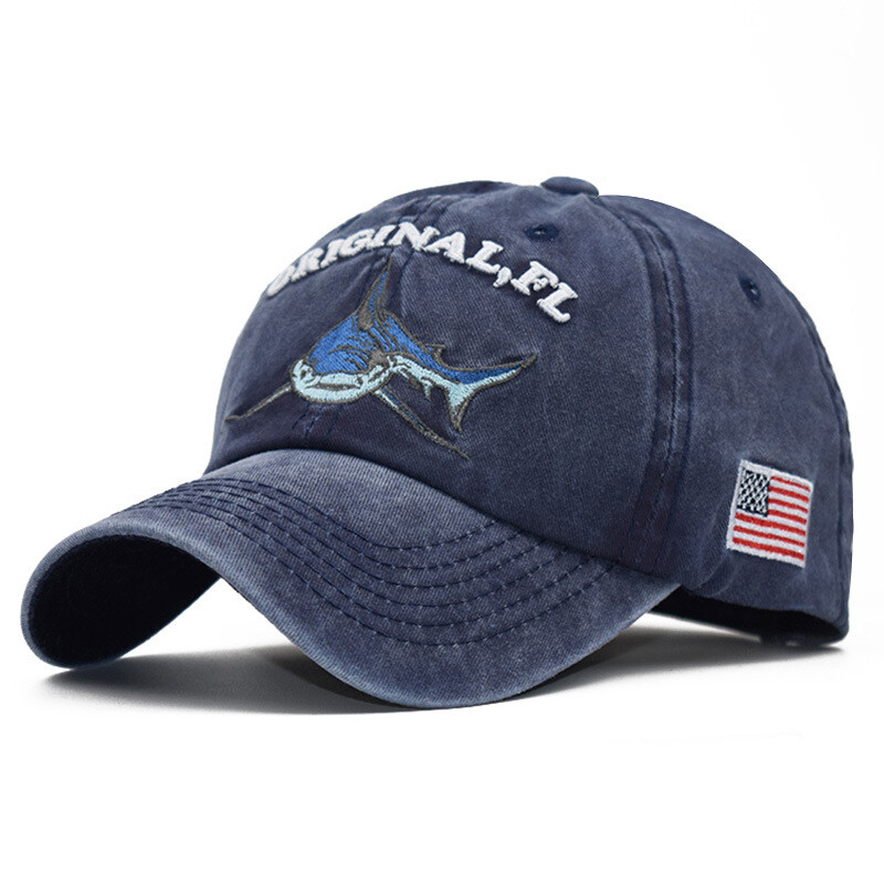 New Washed Embroidered Shark Baseball Cap For Men 2020 Hat Summer ...