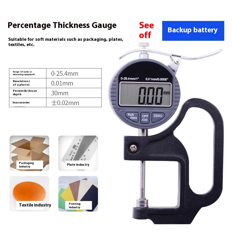 Digital Thickness Gauge for Paper Leather Cloth Wire Measuring Tool 0 ...