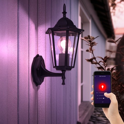 Lampe Hauswandlampe Lanterne Murale Noir Aluminium Smart RGB LED Tdc ...