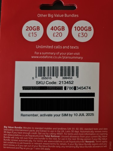 VODAFONE GOLD TRICUT PAYG SIM CARD VIP NEW VANITY EASY VIP SIM ...