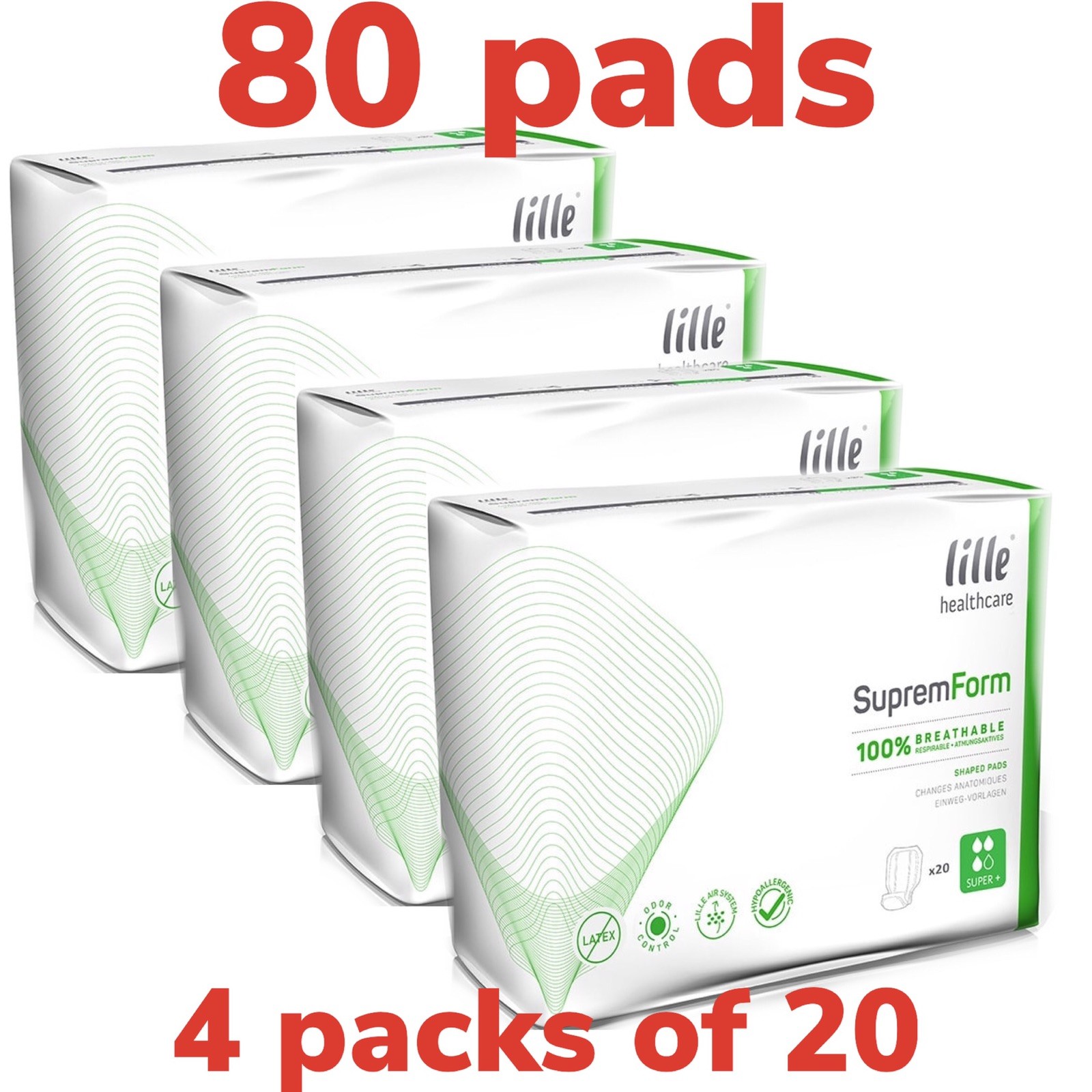 Lille Healthcare Suprem Form Super Plus Case 4 Packs of 20 Incontinence ...