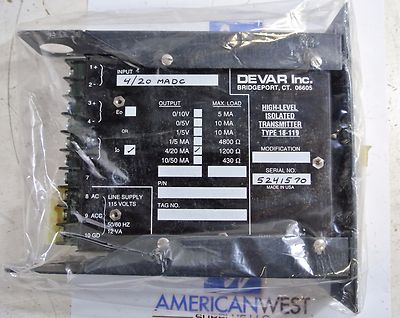 New Surplus Devar Inc High Level Isolated Transmitter 18-119 4/20 MA | eBay