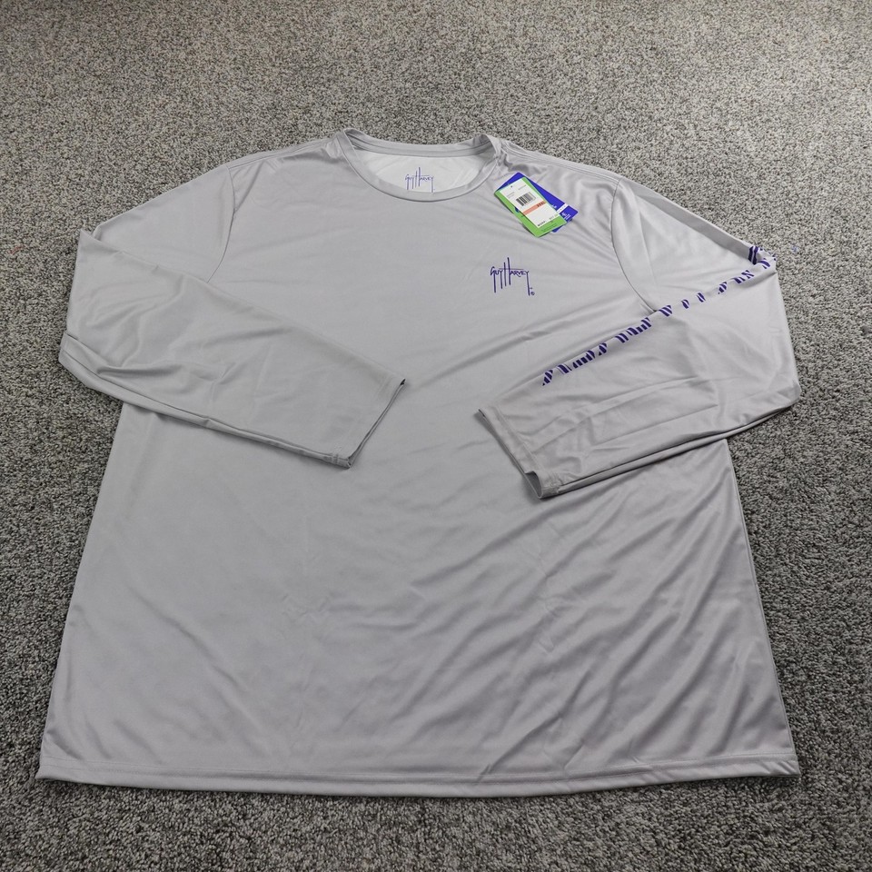 NEW Guy Harvey Shirt Mens 3XL Gray Graphic Fishing Performance Long ...