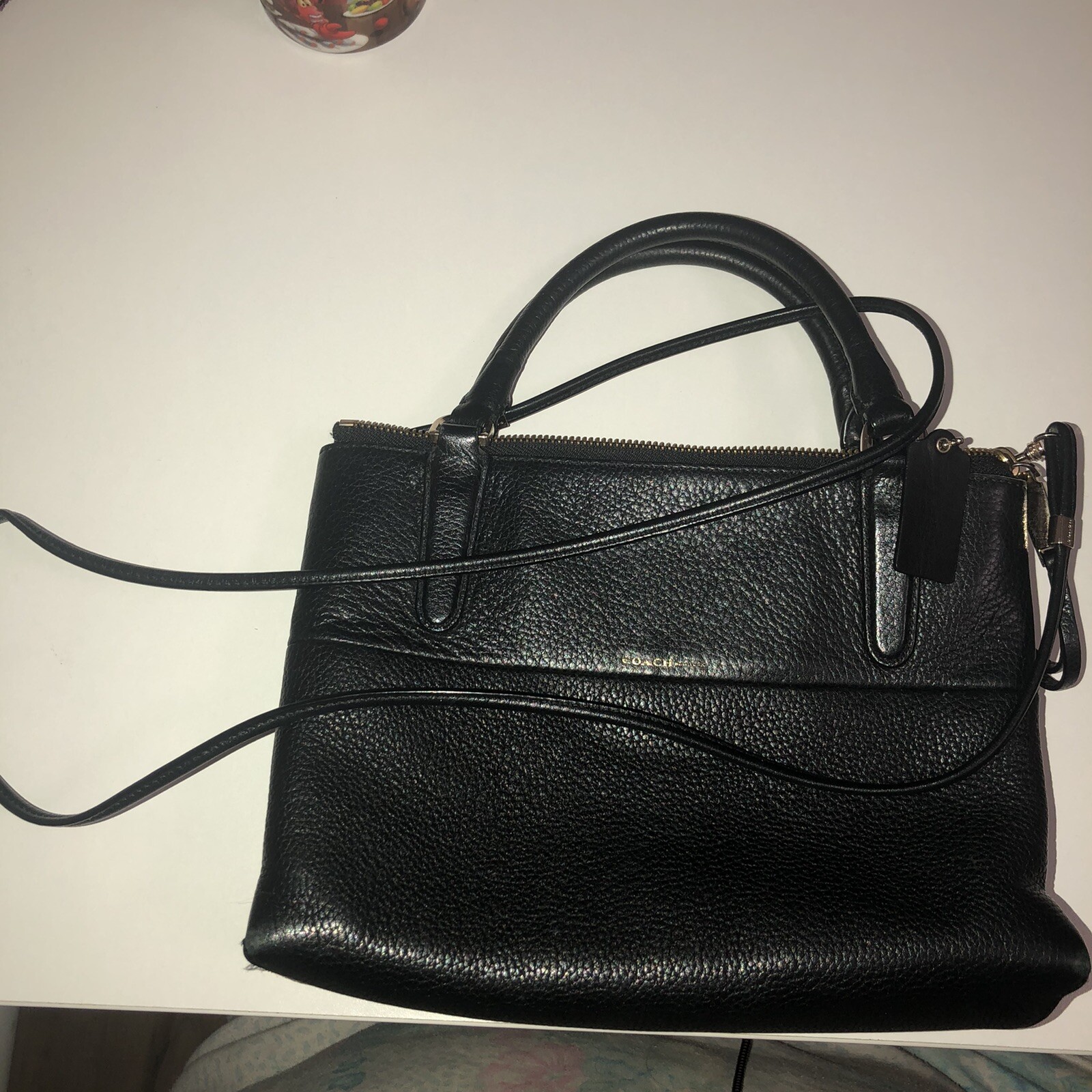 Coach Borough 2 Way Black Pebbled Leather Crossbody T… - Gem