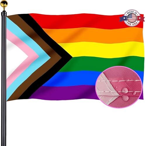 Progress Pride Flags 3x5 Outdoor Made in USA- Sewn Stripes Rainbow Flag ...