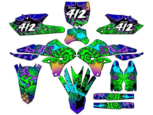 2014-2017 fits CYCRA POWERFLOW YZ 450 F ZANY Blue Senge Graphics Kit ...