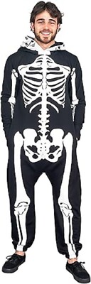 Adult Unisex Skeleton Suit Halloween Cosplay Costume Full Suit | eBay