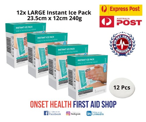 12x INSTANT ICE PACKS 240g Squeeze & Shake FIRST AID Sport Injury Pain ...