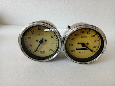 SmithsReplica 85mm speedo Anti clockwise 180-0 MPH +0-80 RPM Tacho ...