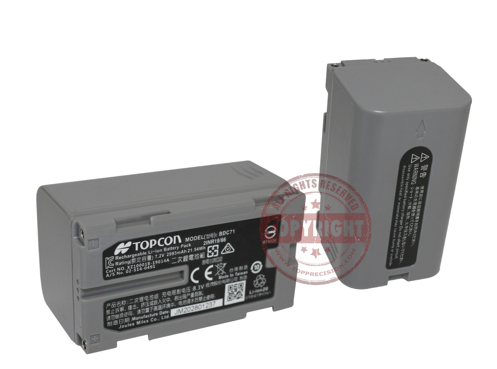 BDC72, BATTERY FOR SOKKIA,TOPCON TOTAL STATION,GM,GT,OS,ES,CX,FX,TP-L6 ...
