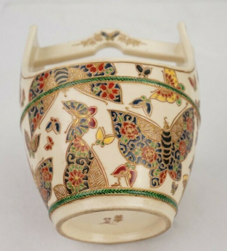 Antique Japanese Imperial Satsuma Gosu Blue Signed Well Bucket 5 Inches ...