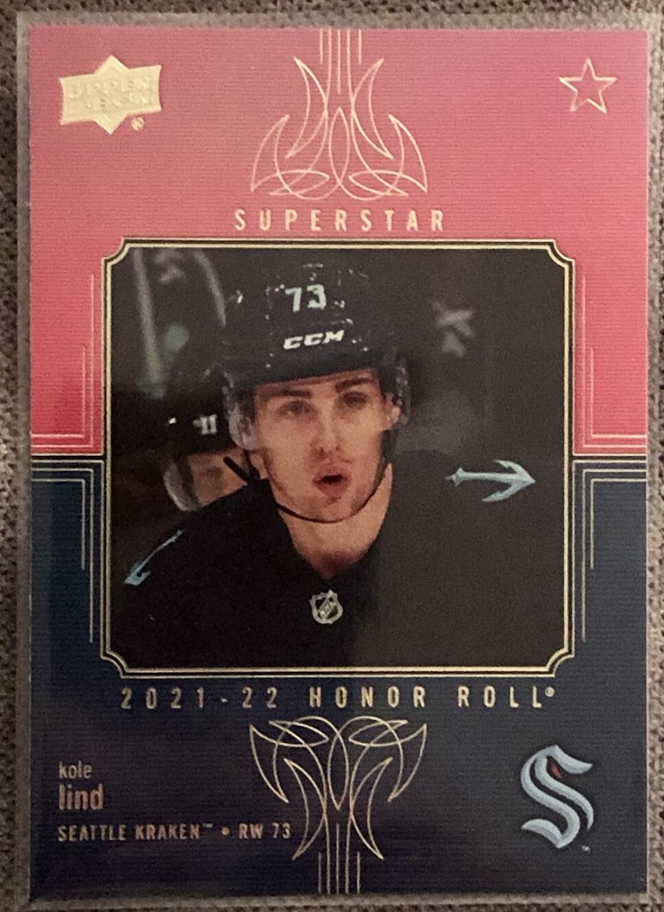 2021-22 Upper Deck Honor Roll Kole Lind RC Seattle Kraken #HR-56 Red ...
