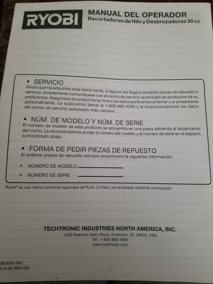 Ryobi Operator’s Manual 30cc String Trimmers & Brushcutters Includes ...