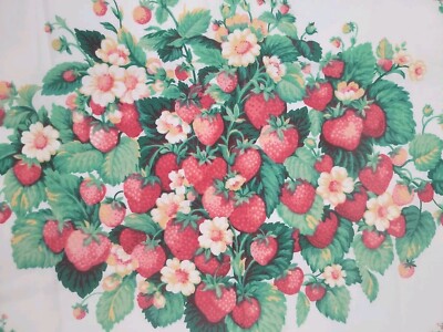 Vintage Retro 80s Strawberry Bush Fabric Panel with Border and 2 ...
